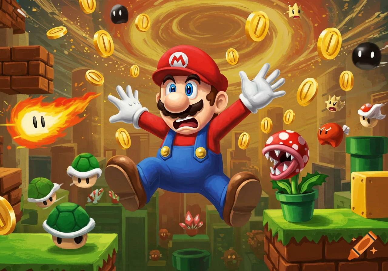 Tom and Jerry joyfully running through a vibrant Mario Party-themed ...