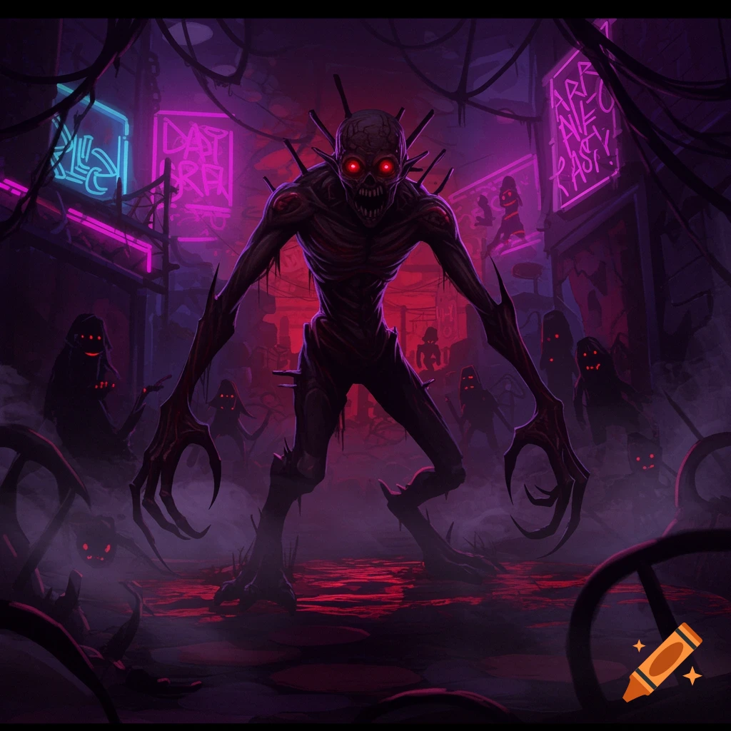 Demonic bat monster operating a boom mic in a hellscape on Craiyon