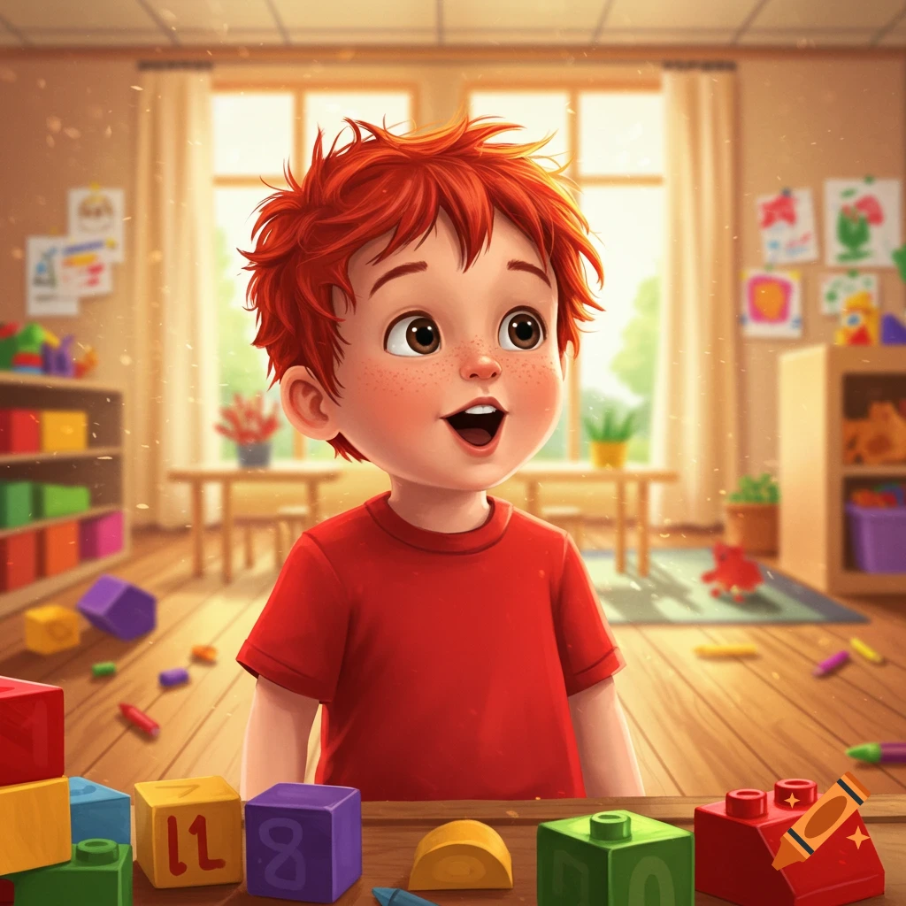 Cute cartoon teddy bears play with colorful alphabet blocks in a sunny ...