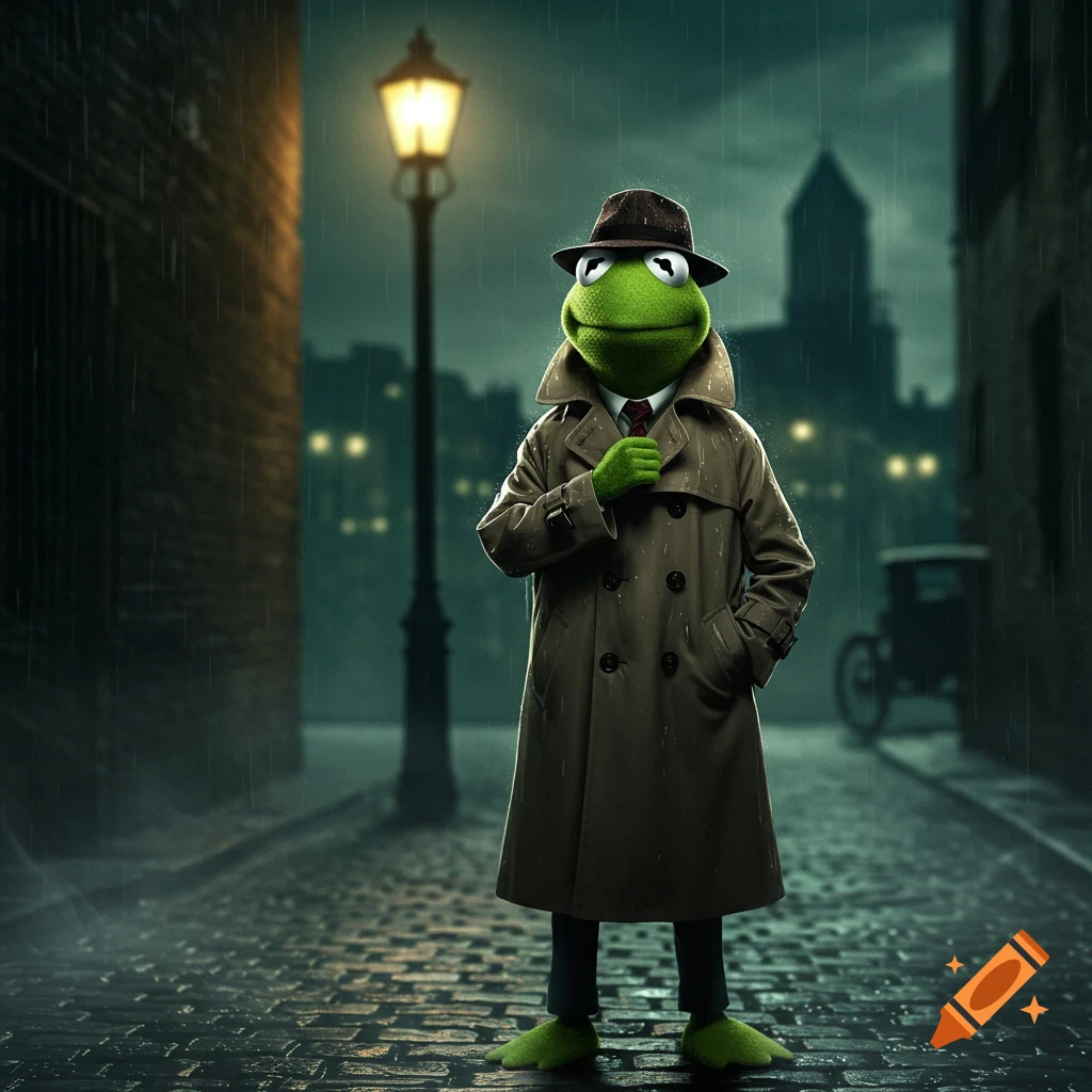 Kermit the Frog sitting on the iron throne on Craiyon