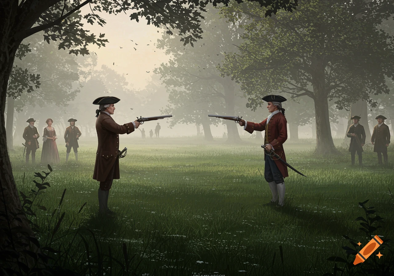 A detailed line drawing of an American colonial soldier holding a ...