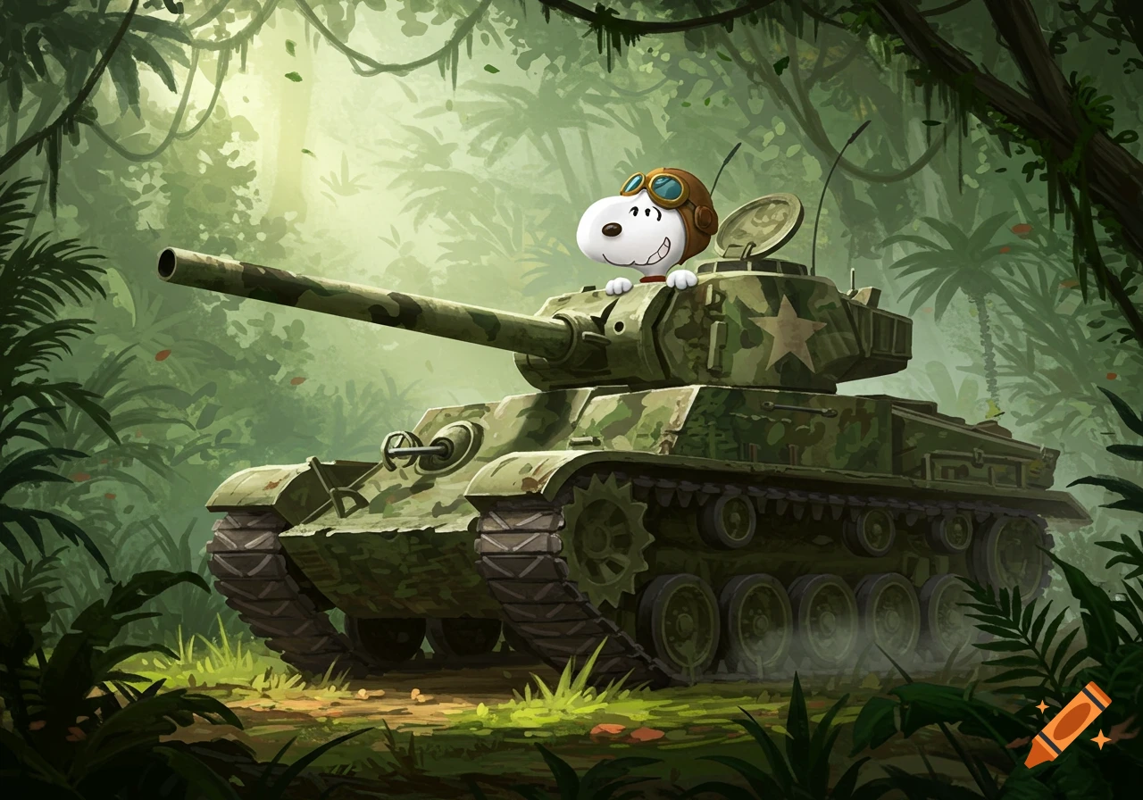 Cartoon Snoopy in a pilot helmet smiles while peeking out of a ...