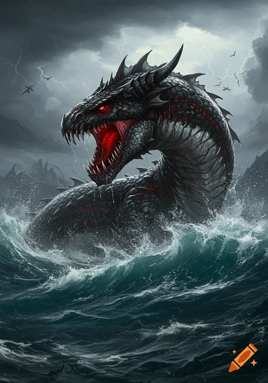 Gyarados, a giant blue serpentine creature, coils around a glowing ...