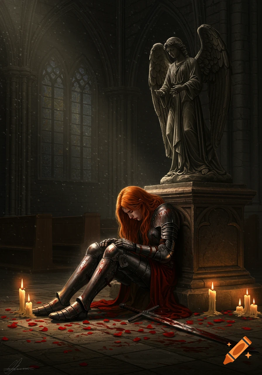 A person with long hair lies in a coffin surrounded by red roses and ...