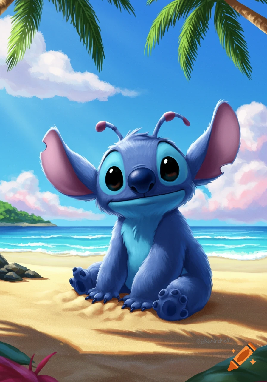 Stylized illustration of Stitch from Lilo & Stitch as a superhero ...