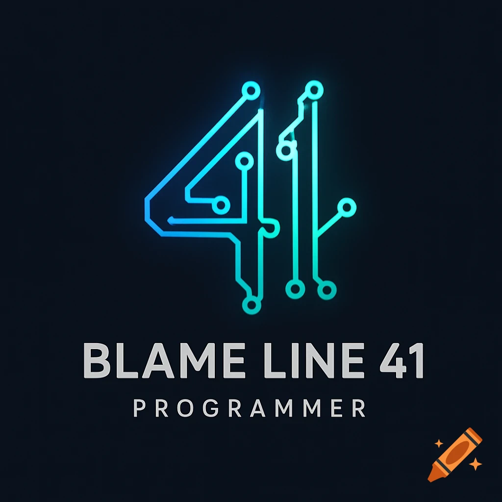 A modern logo featuring the number 41 styled as a glowing blue and teal ...