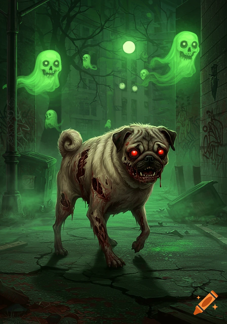 A green dachshund dressed as Frankenstein's monster with stitches and ...