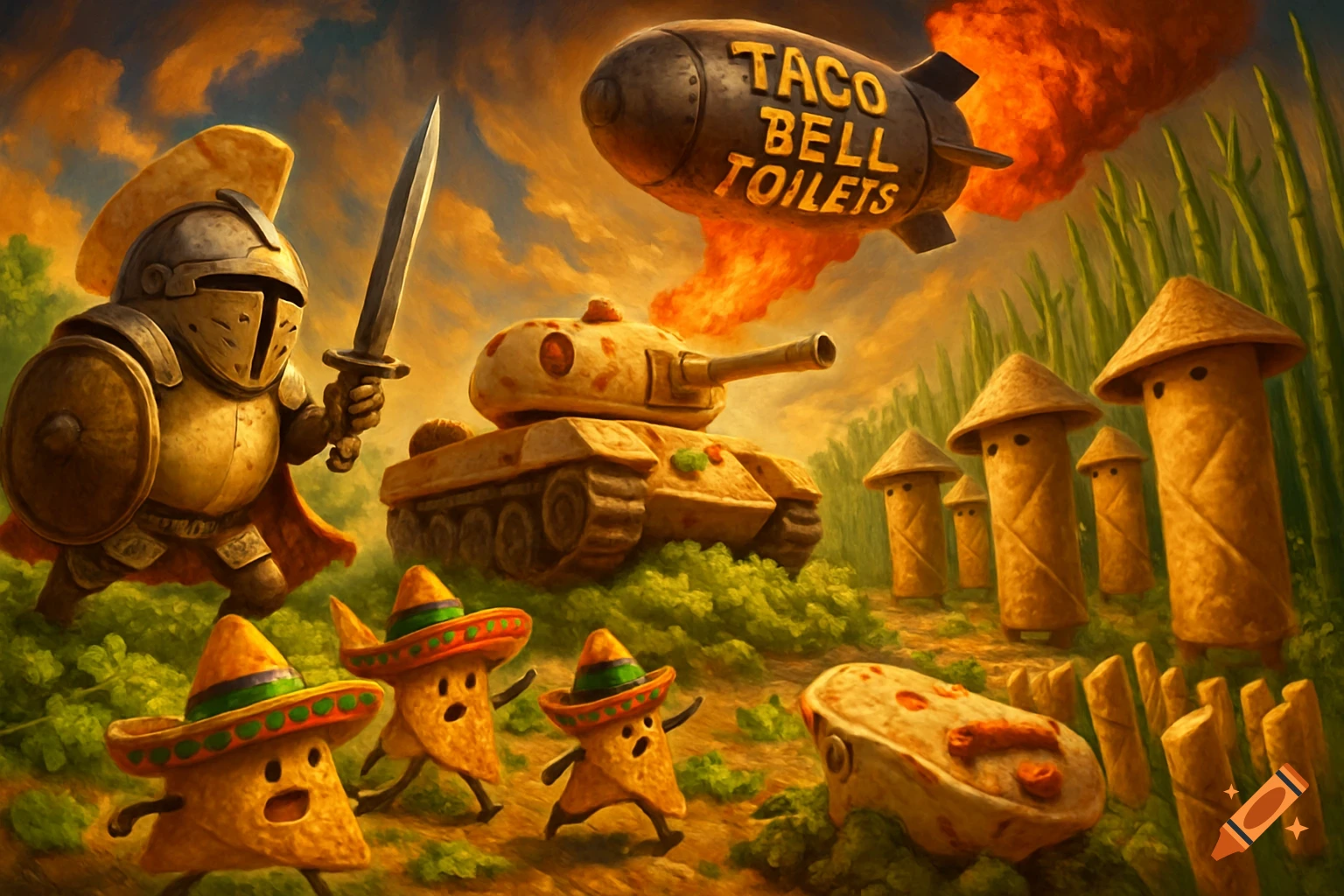 Cartoon USA and Texas countryballs eating tamales under a banner that ...