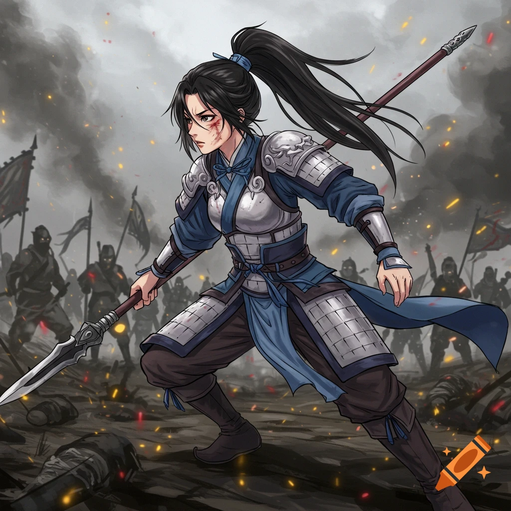 Anime illustration of a determined young woman warrior in Ming dynasty ...