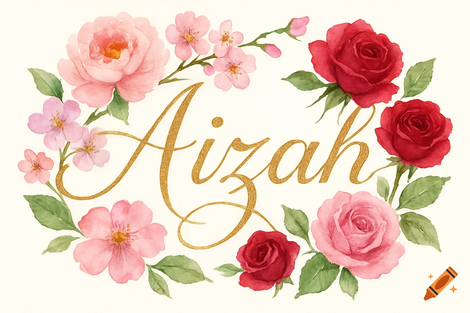 A decorative capital A in black script, adorned with watercolor-style ...