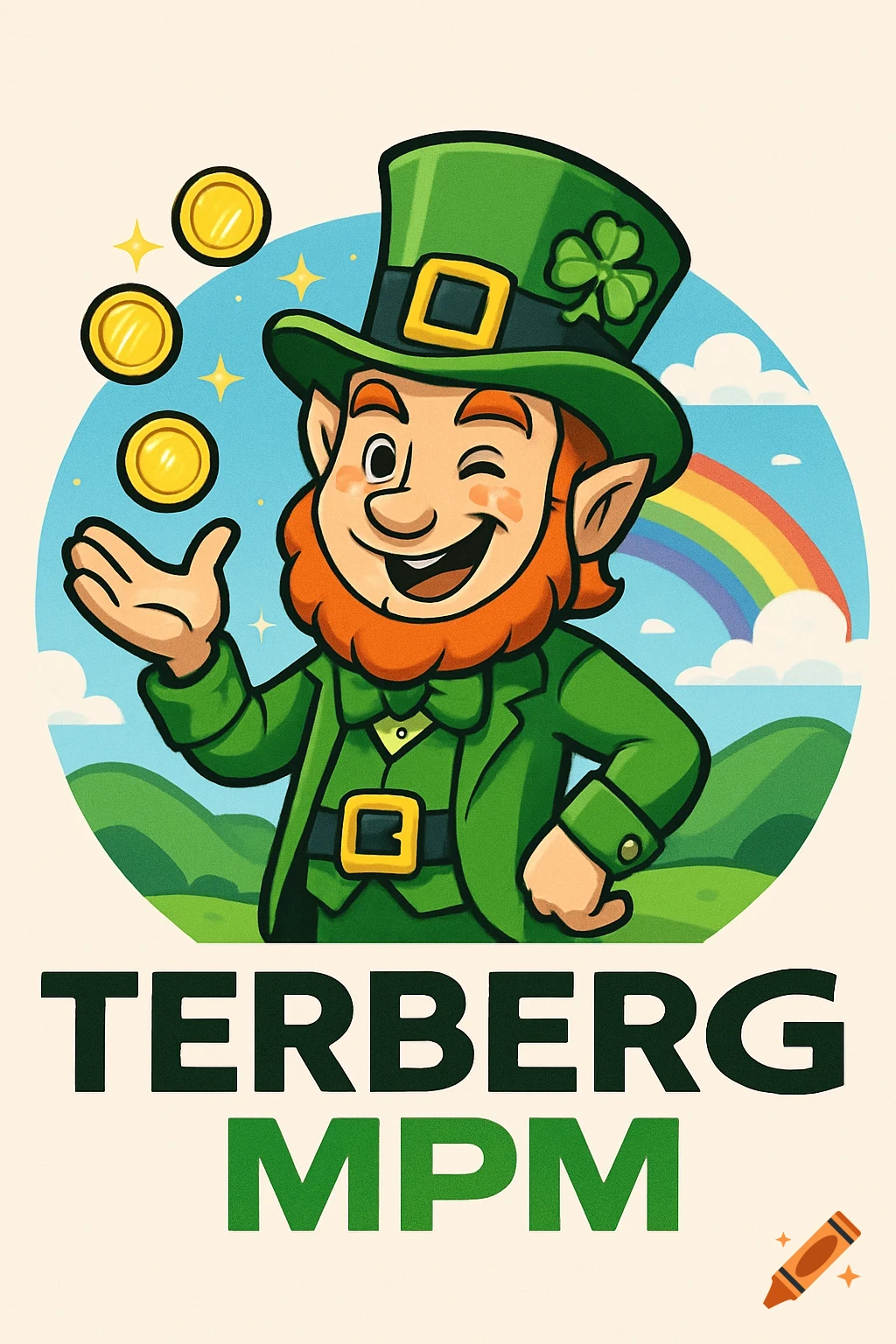 Cartoon leprechaun winking in a green suit and hat, with gold coins and ...