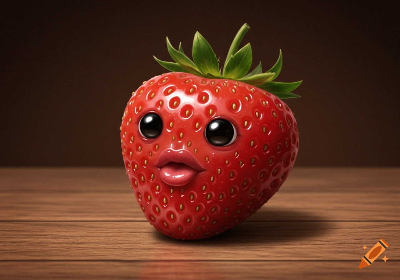 Two cute 3D cartoon peaches with faces, winking and smiling, under a ...