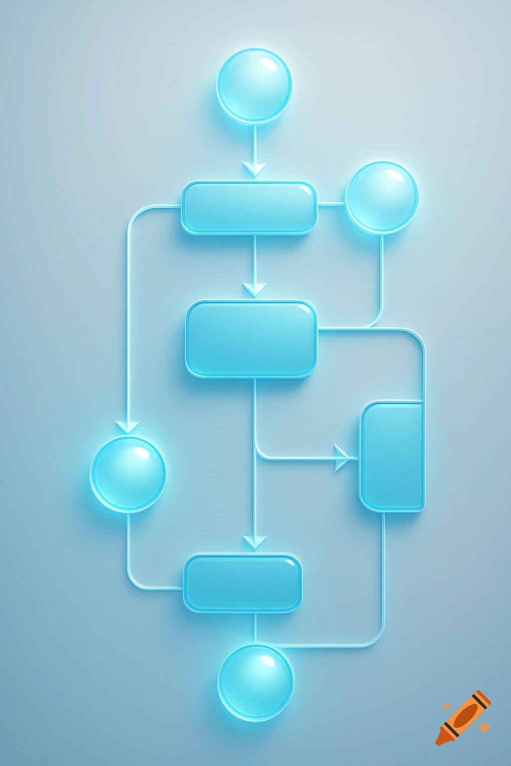 A glowing blue flowchart diagram with interconnected shapes and arrows ...