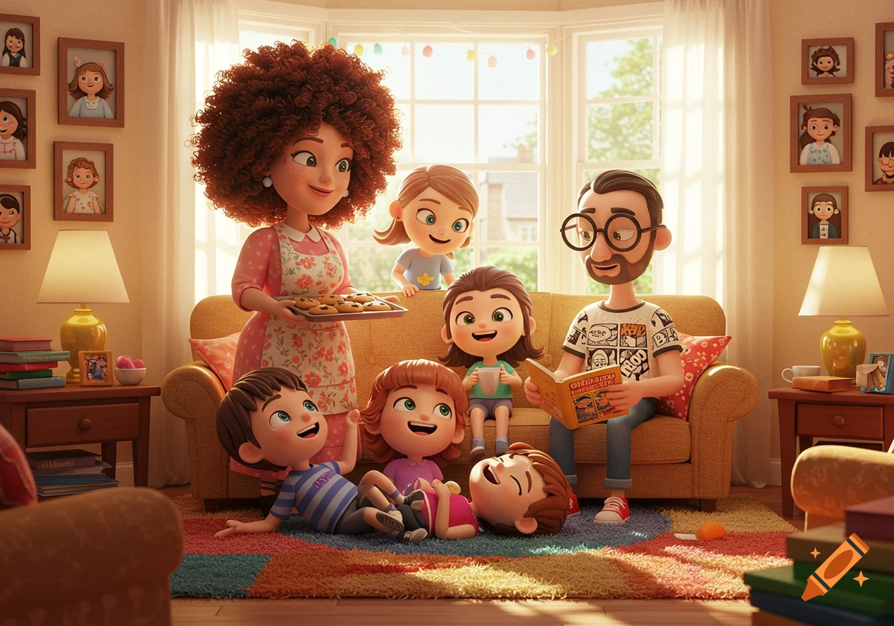 A cartoon elderly woman with glasses naps in a cozy armchair in a warm ...