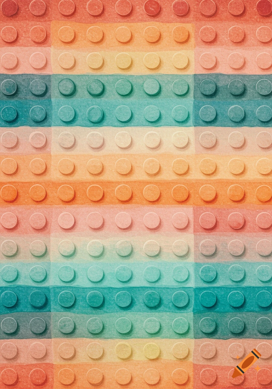 A textured background of colorful Lego studs in horizontal stripes of ...
