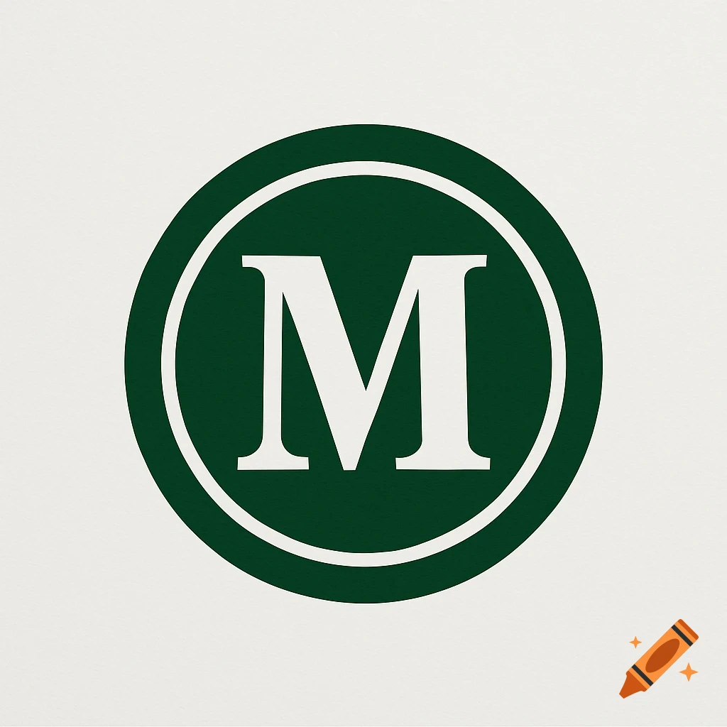 A dark gray, minimalist, serif uppercase letter M on a white background ...