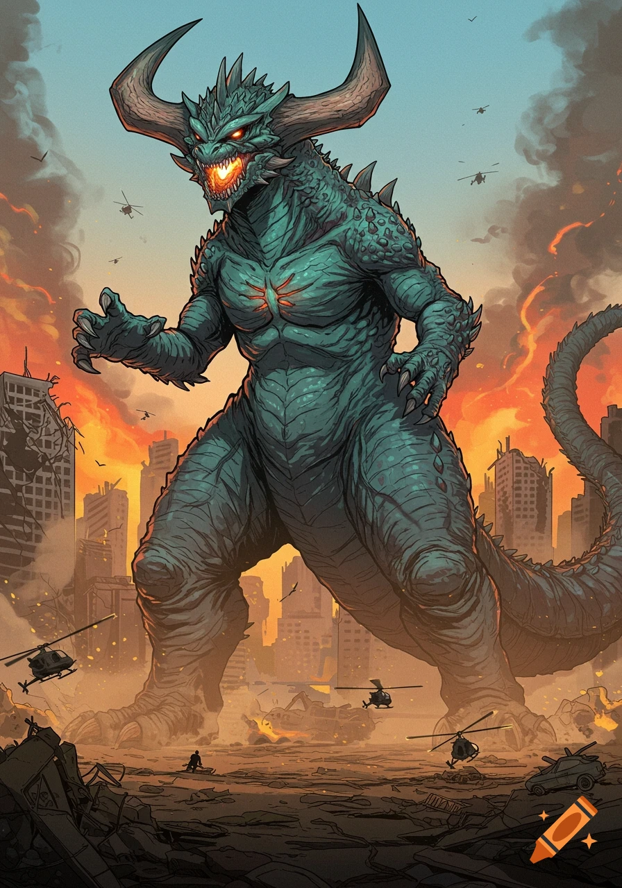 A blue-green raptor-like creature with a pink mohawk, crop top, jacket ...