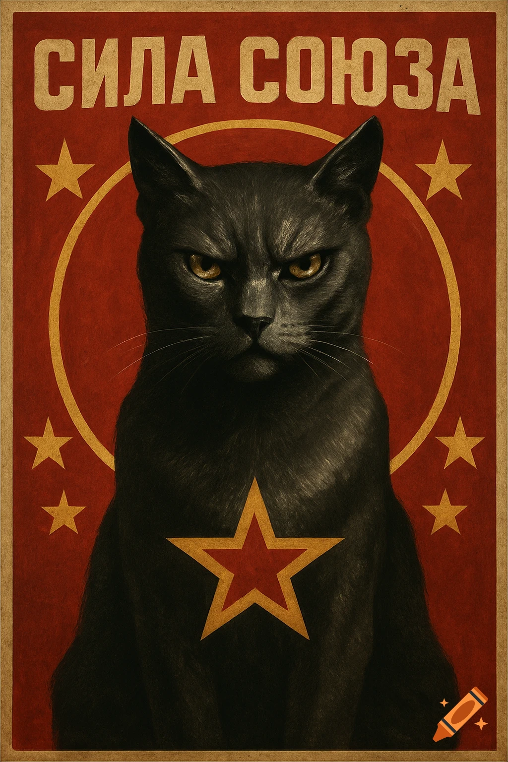 A vintage communist-style propaganda poster featuring an angry black ...