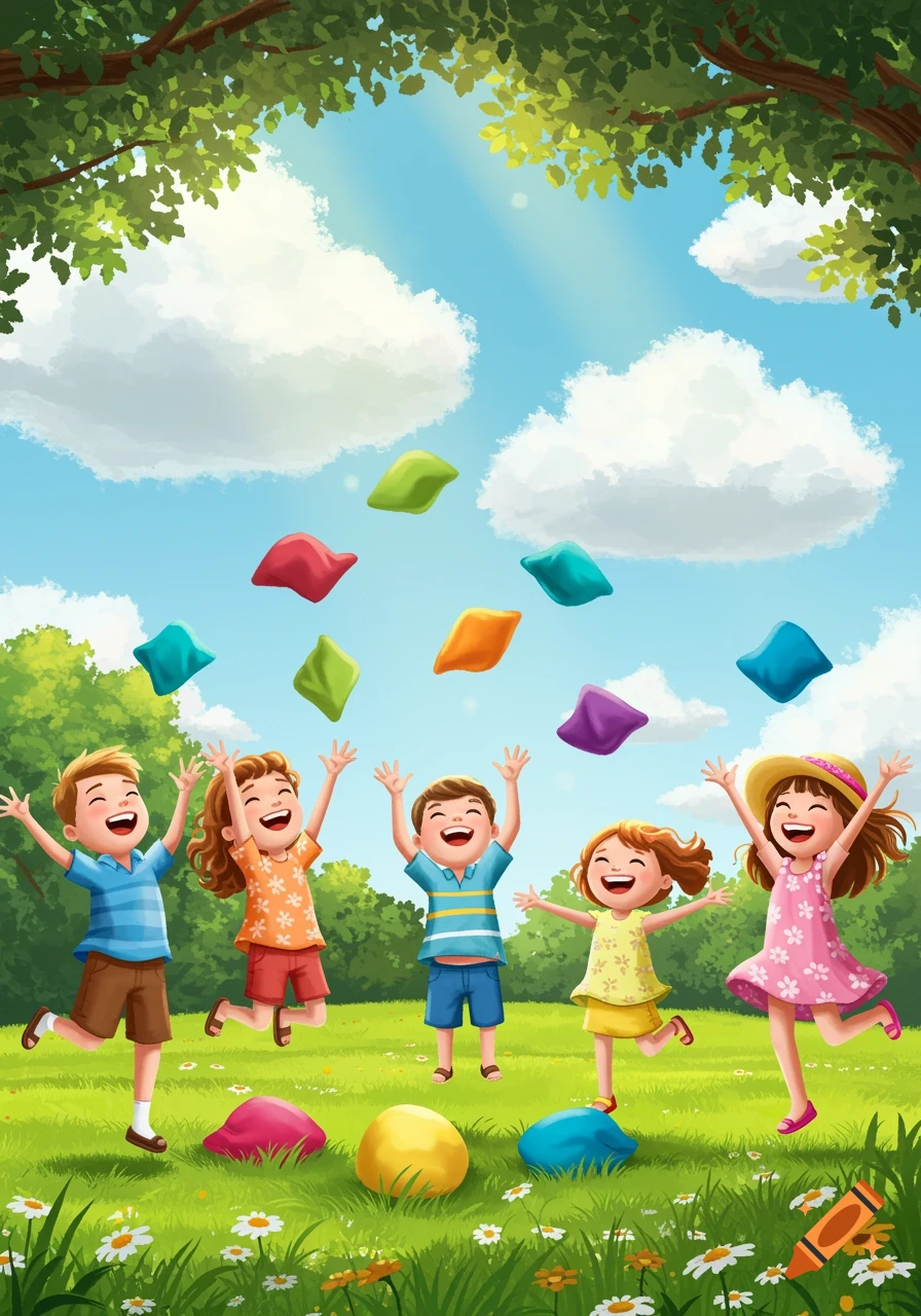 A colorful, cartoony map-like illustration showing a winding path with ...