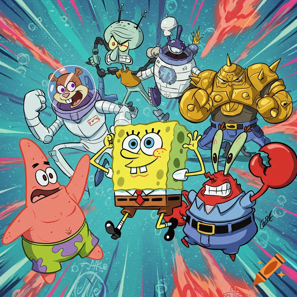 A vibrant cartoon illustration of a smiling SpongeBob SquarePants ...
