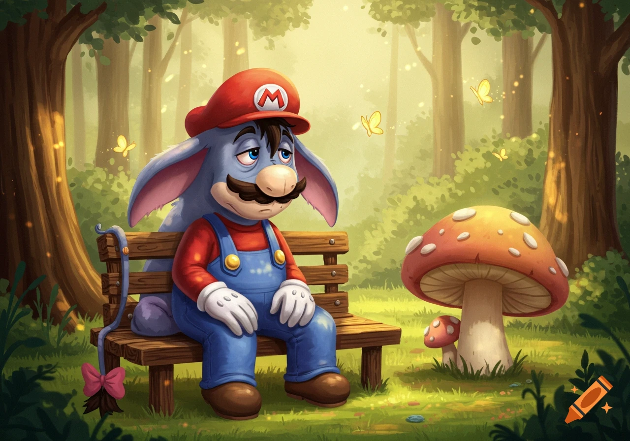 Toad kisses Toadette's cheek while embracing in a sunny, vibrant ...