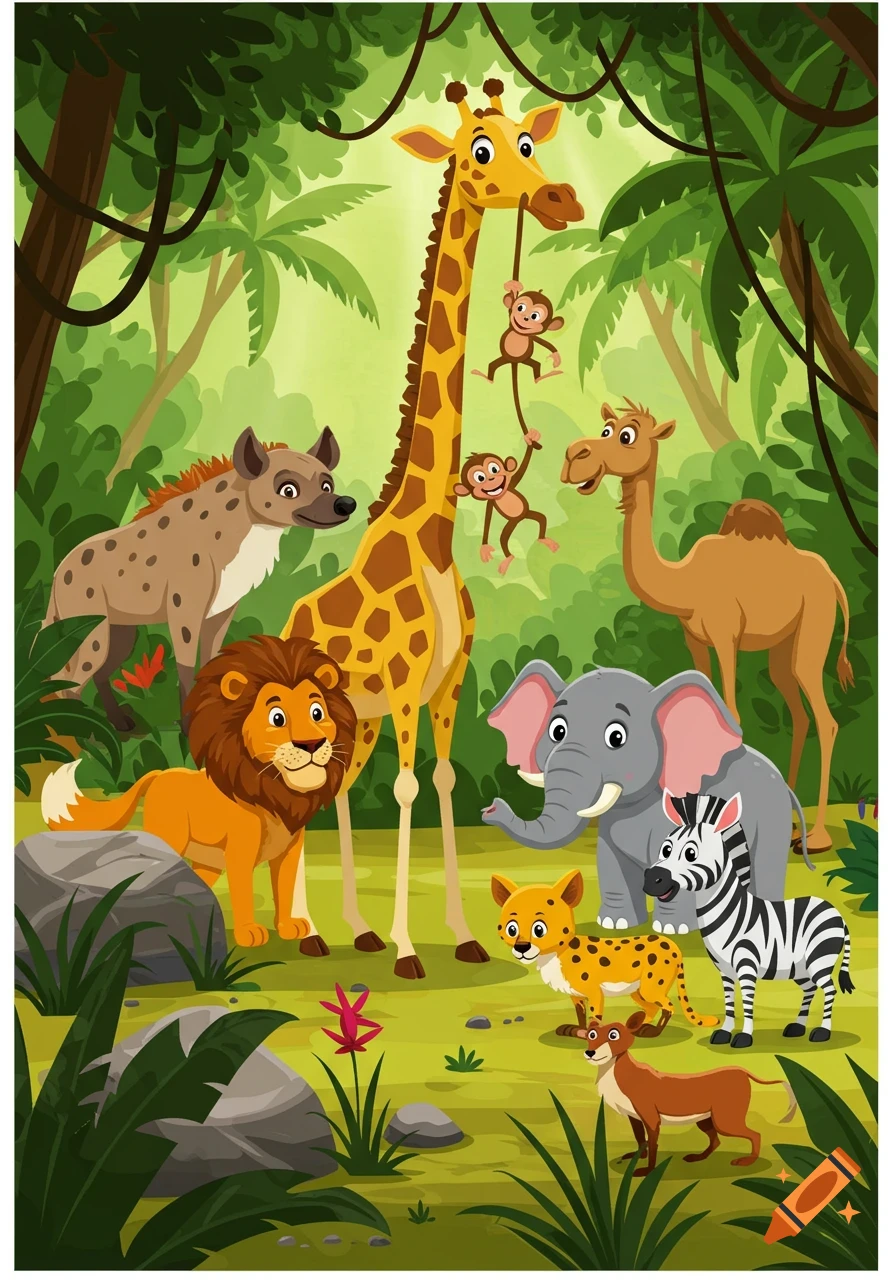 Clipart+zoo+animals created on Craiyon