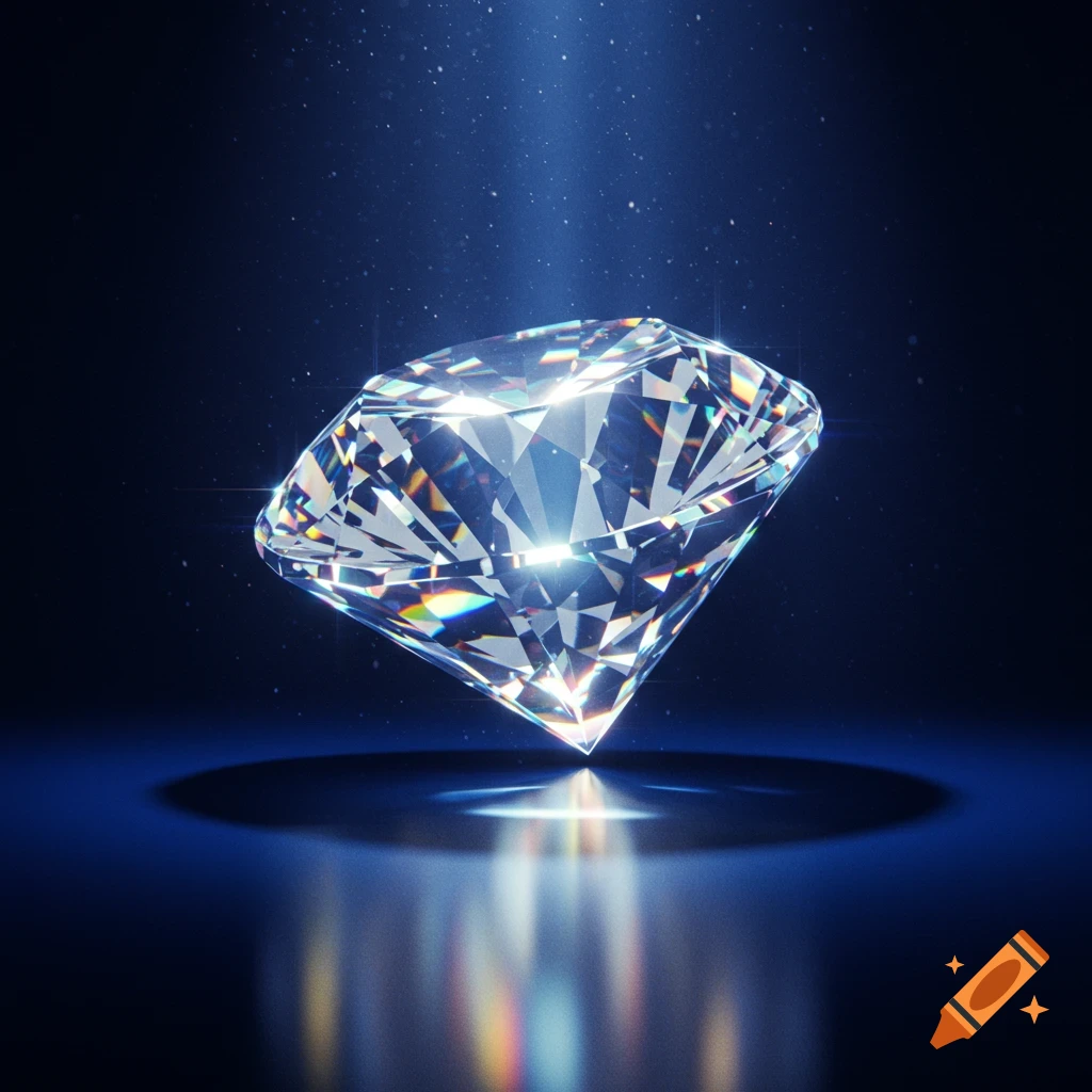 A close-up, high-angle view of a sparkling 6-prong round solitaire ...