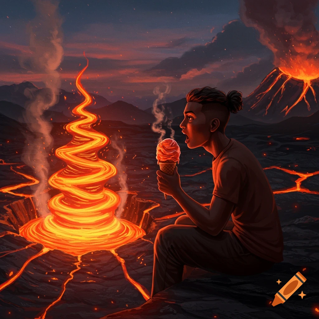 Illustrated black child in a wheelchair smiles on a burning planet. on ...