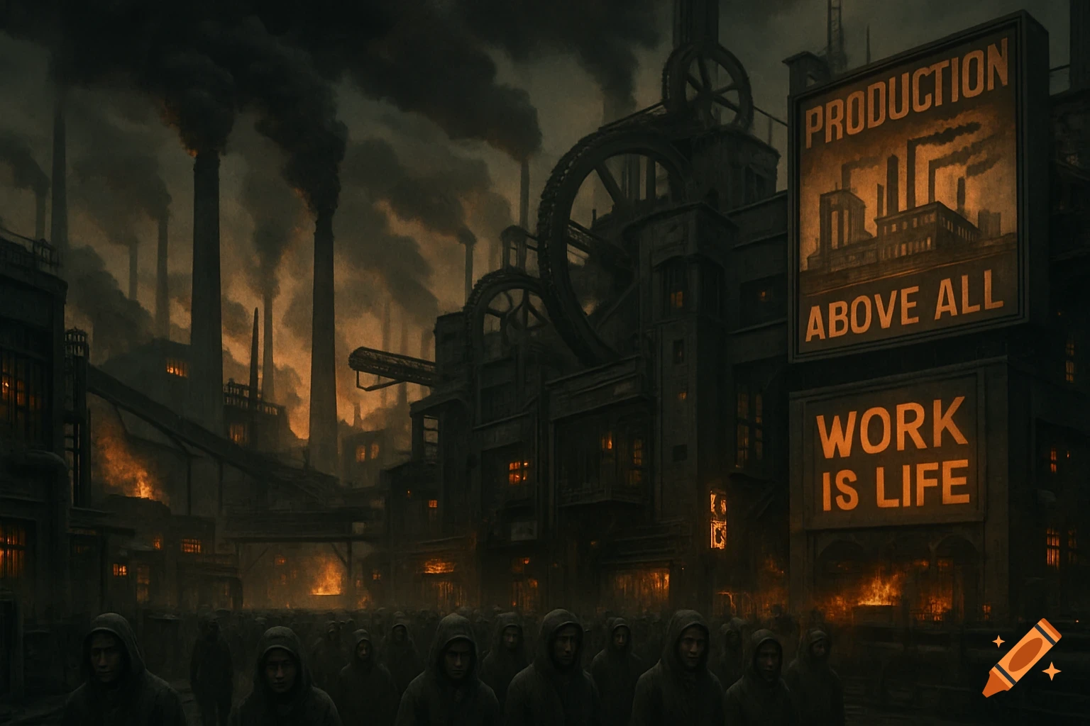 A post-apocalyptic shelter with shipping containers, a popup canopy, a ...