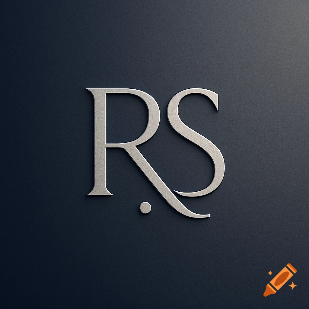 A metallic embossed letter R with the word 'is' in a cursive font ...