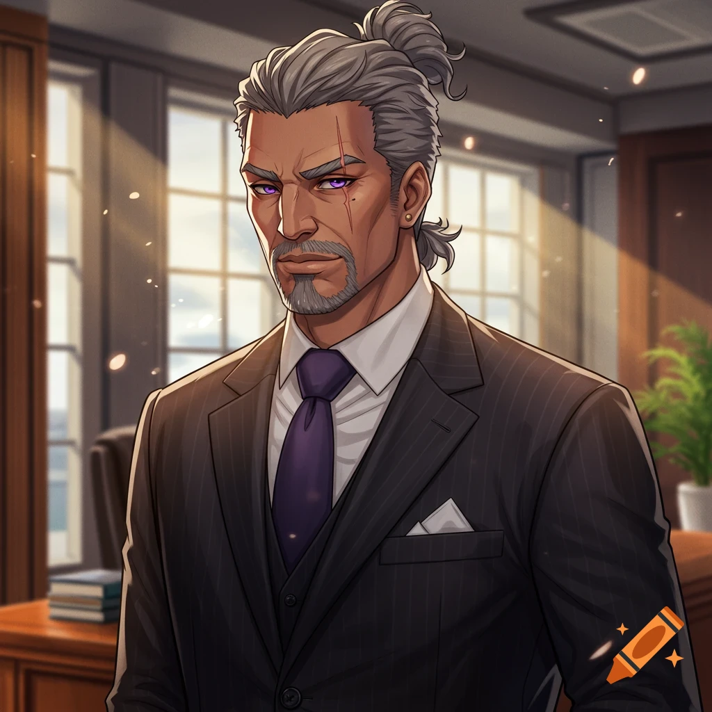 A stylish anime man with blonde hair, a goatee, and sunglasses wearing ...