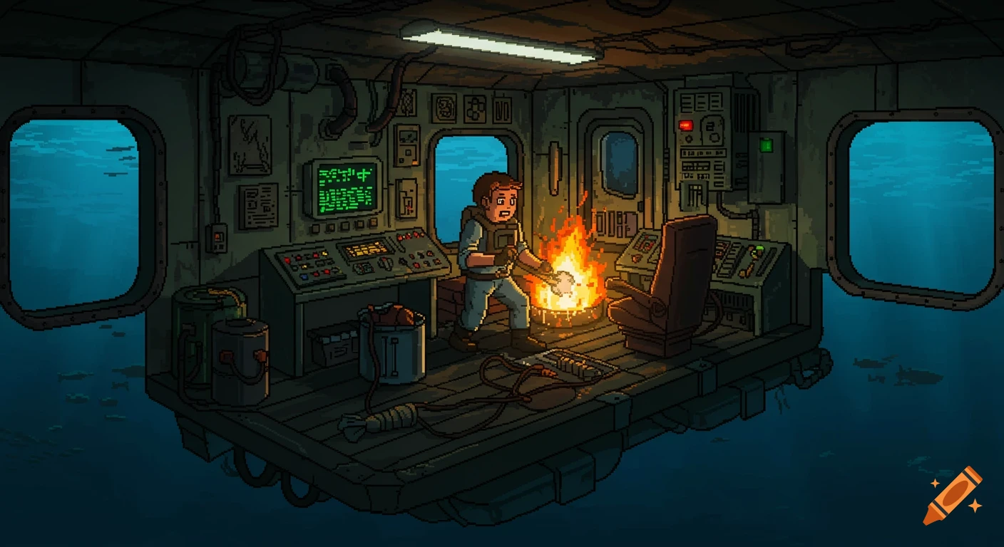 A cartoon-style Batcave interior with the Batmobile, glowing computer ...