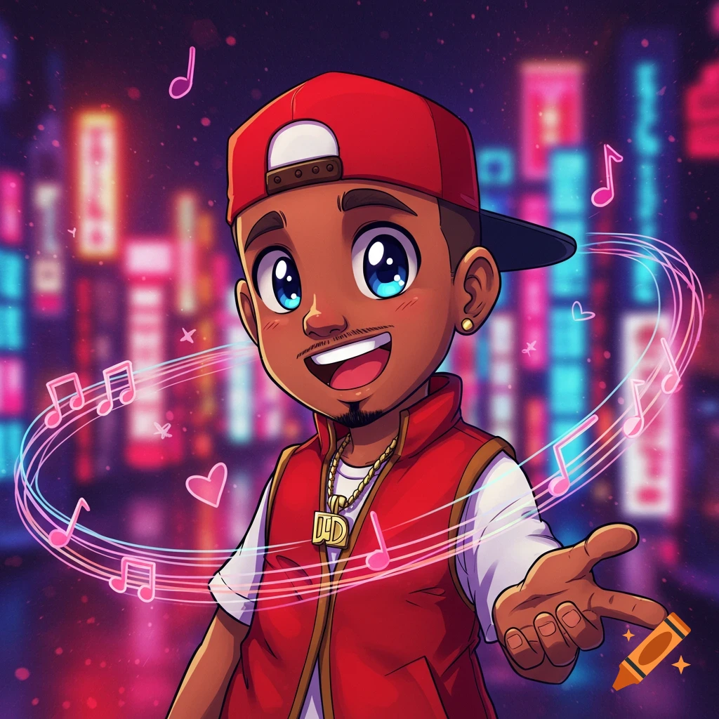 Cartoon dog character Parappa the Rapper on a stage with colorful ...