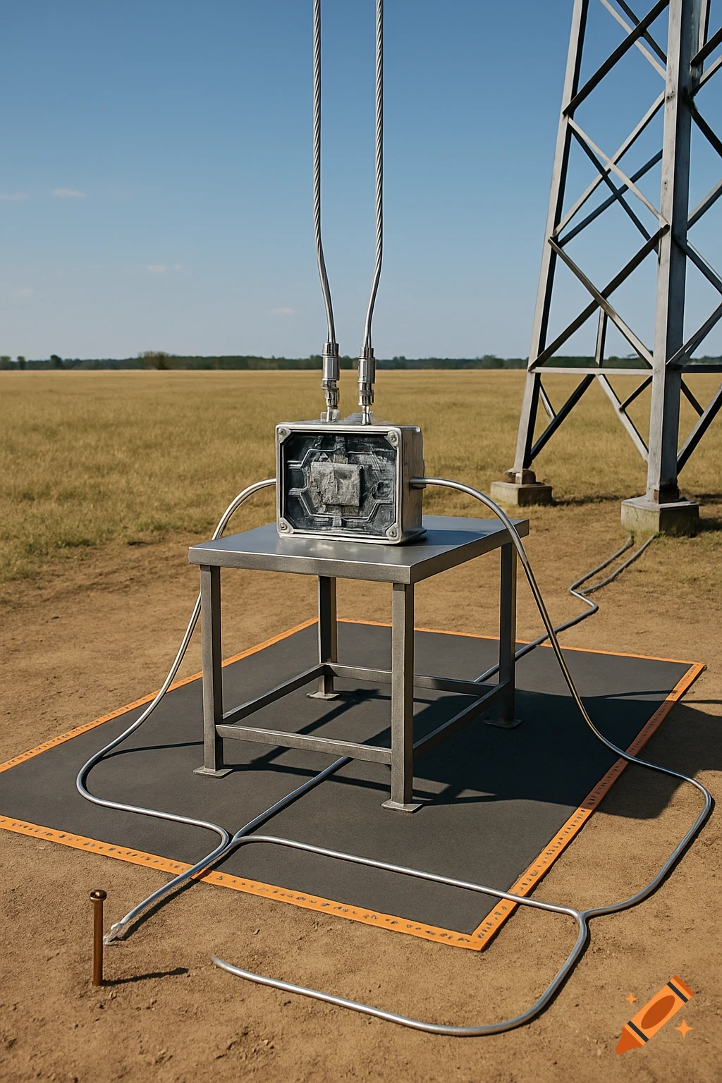 Photorealistic image of electrical equipment with an OPGW junction box ...