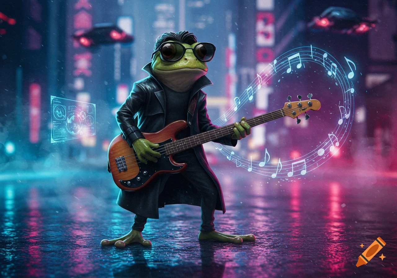 An illustrated green velociraptor in a pink shirt and pants, playing an ...