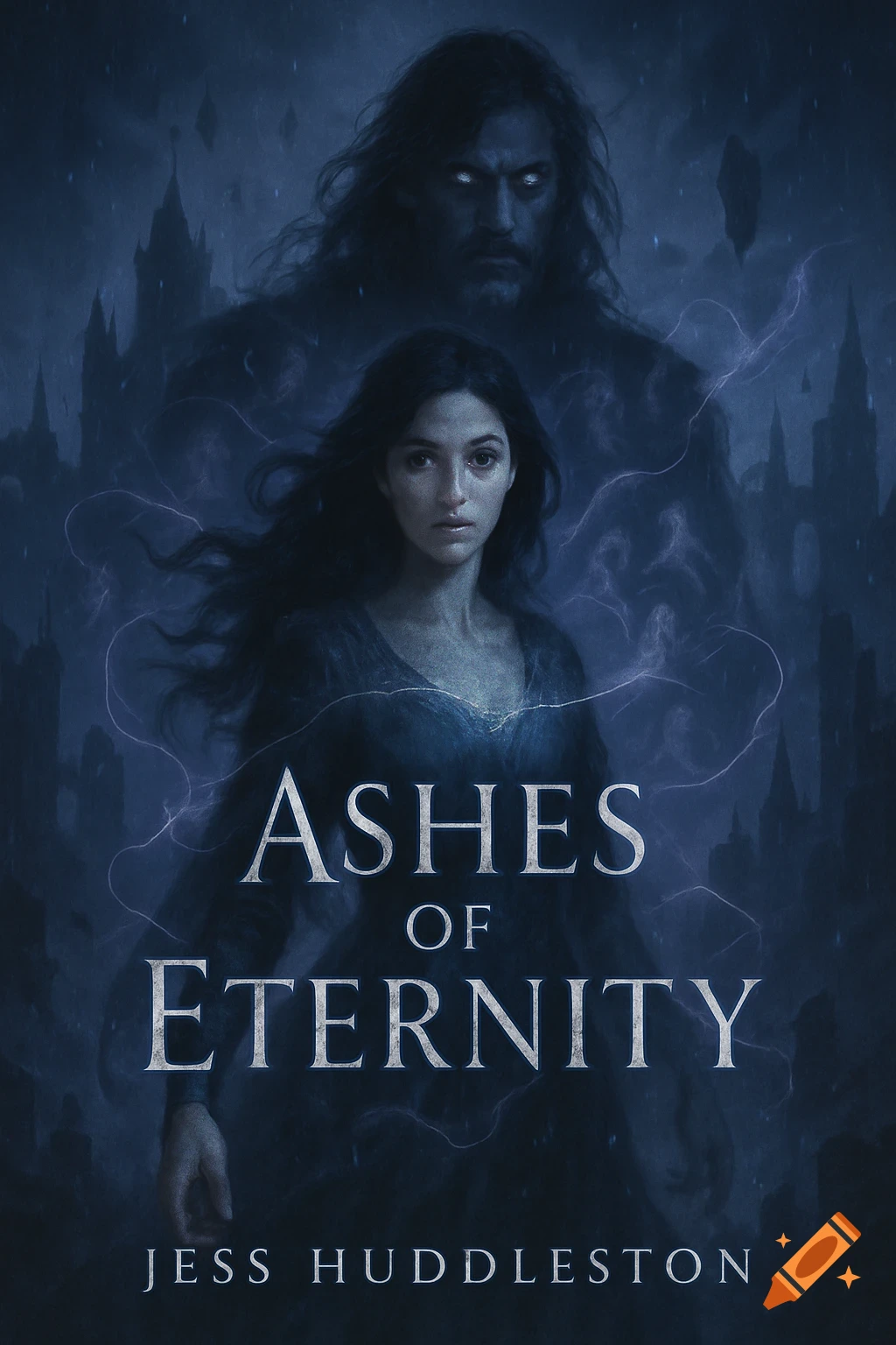 Book cover featuring a scientist and a dark figure back-to-back, a ...