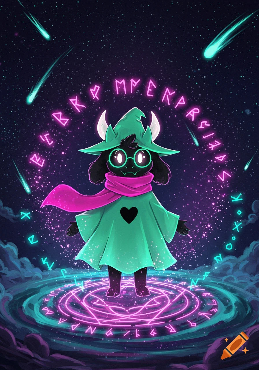 Ralsei from Deltarune, a black creature in a green wizard hat and robe ...