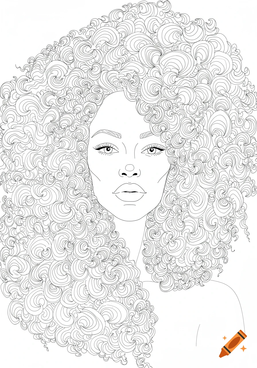 Black and white coloring page of a woman on Craiyon