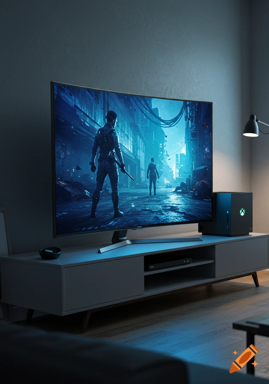 A black PlayStation 3 console displayed on a metallic stand under ...