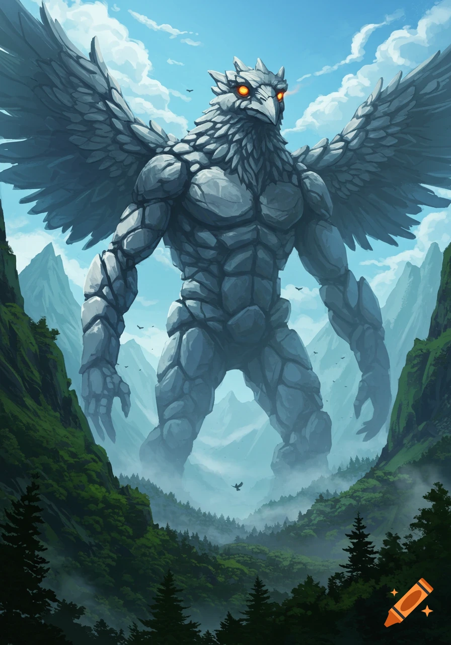 A cartoonish red and green scaly monster with large claws, standing in ...