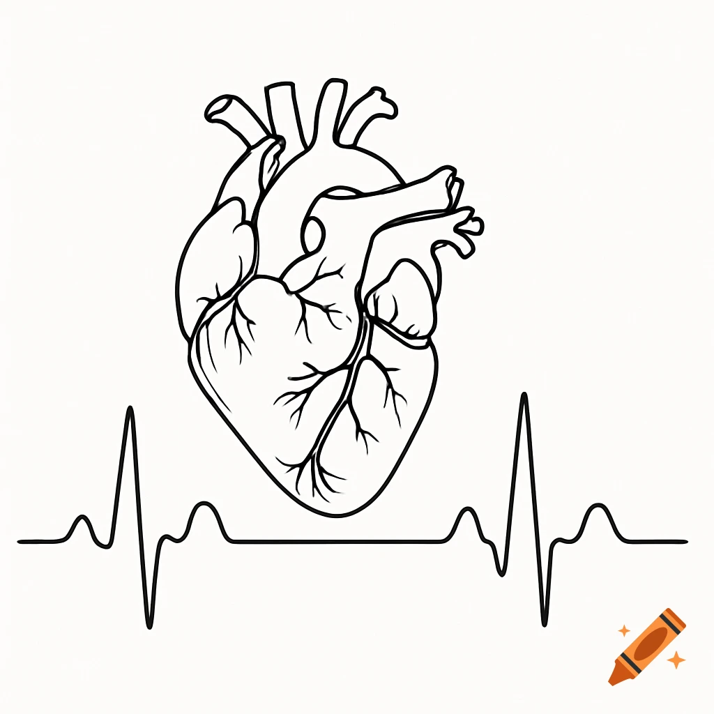 Sketch of a heart on Craiyon