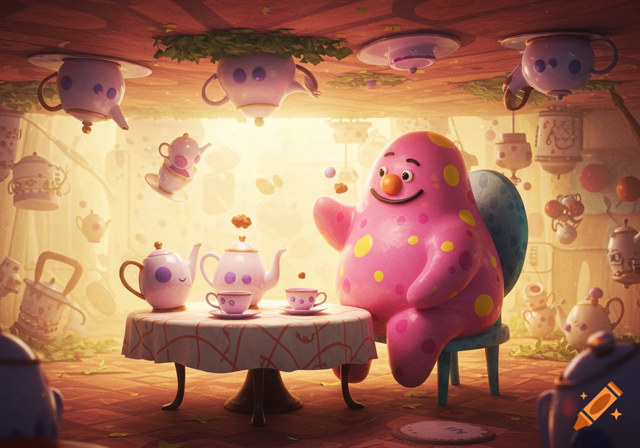 Om Nom, a green creature with big eyes and fangs, sits in a vibrant ...