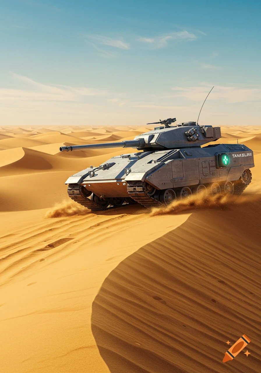 A photorealistic image of a Leopard 2 military tank with camouflage ...