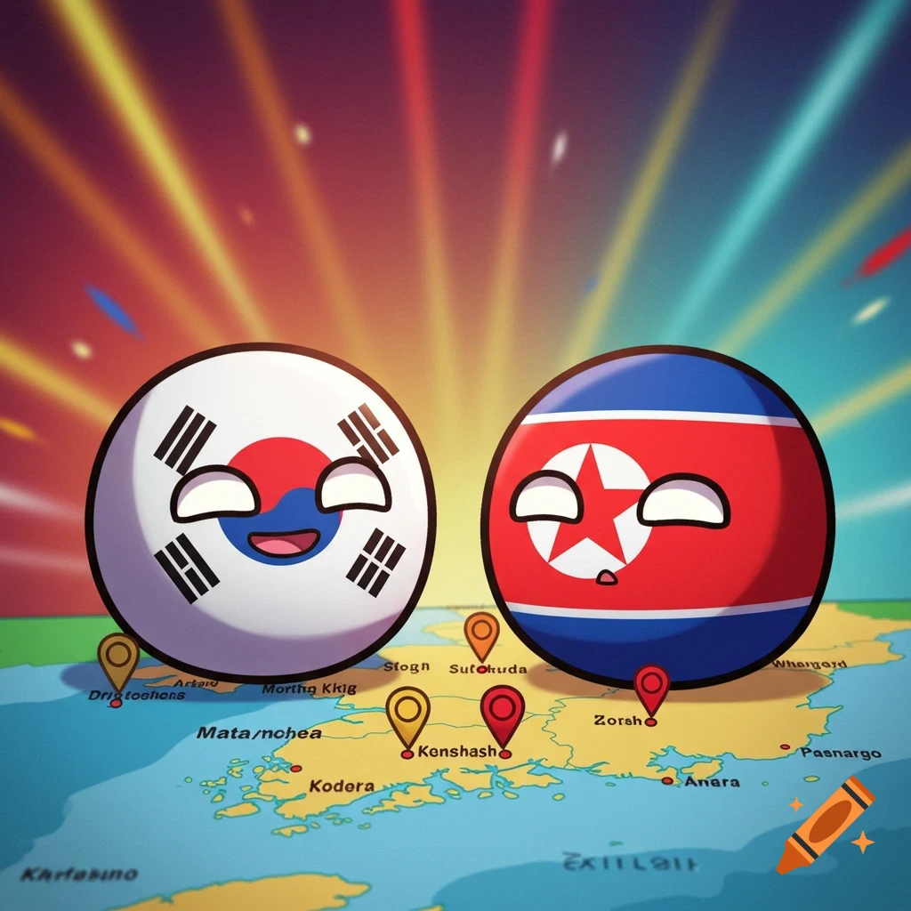 Cartoon countryballs of Russia, Poland, and USA on a world map. on Craiyon