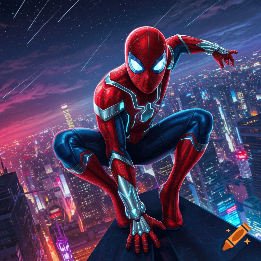 Spider+man+neon+wall+art created on Craiyon