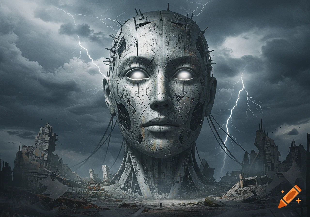 A bald person wearing a tank top stands in a large cup filled with ...