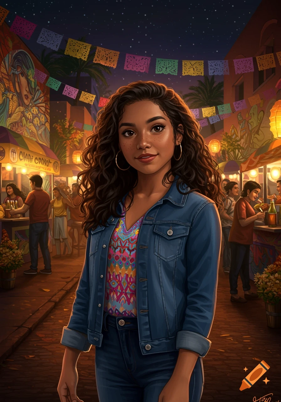 A stylized woman in a green sequined dress and a man in a Venezuelan ...