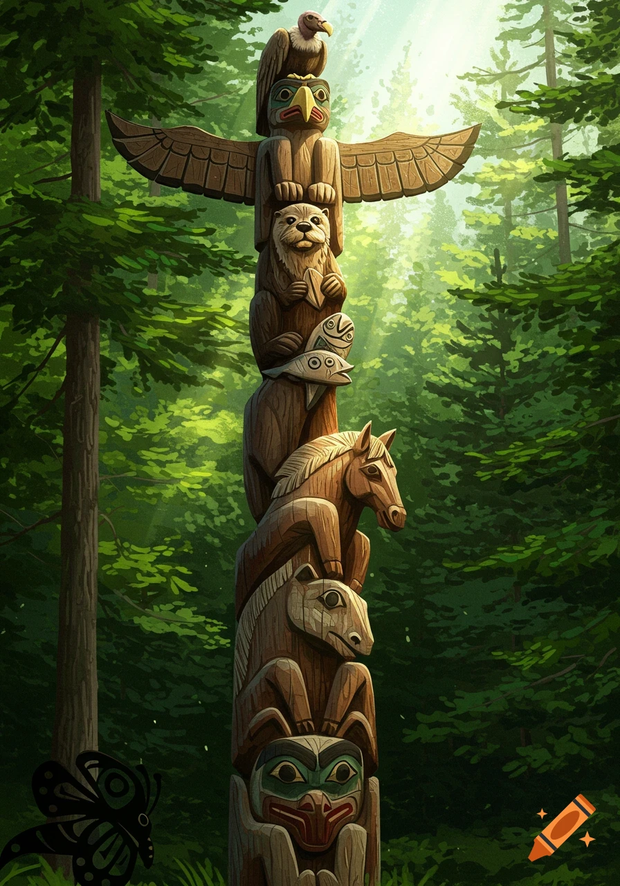 A cartoon Canadian mountie beaver riding a moose through a forest ...