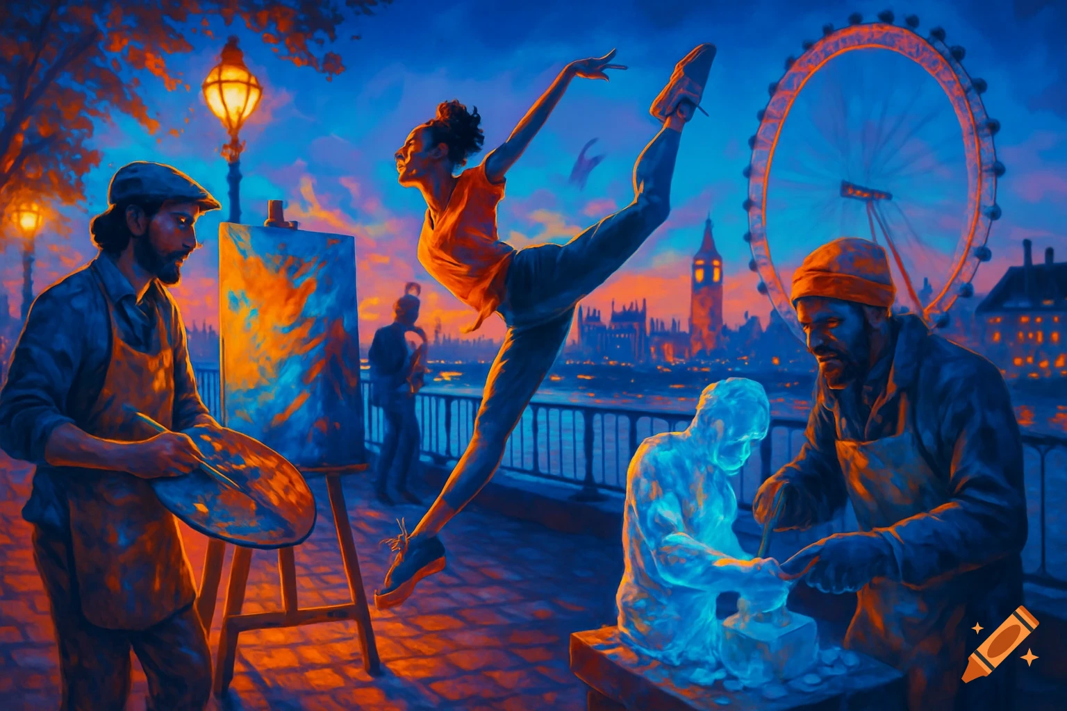 A man stands before a giant liquor bottle with eyes, emitting colorful ...