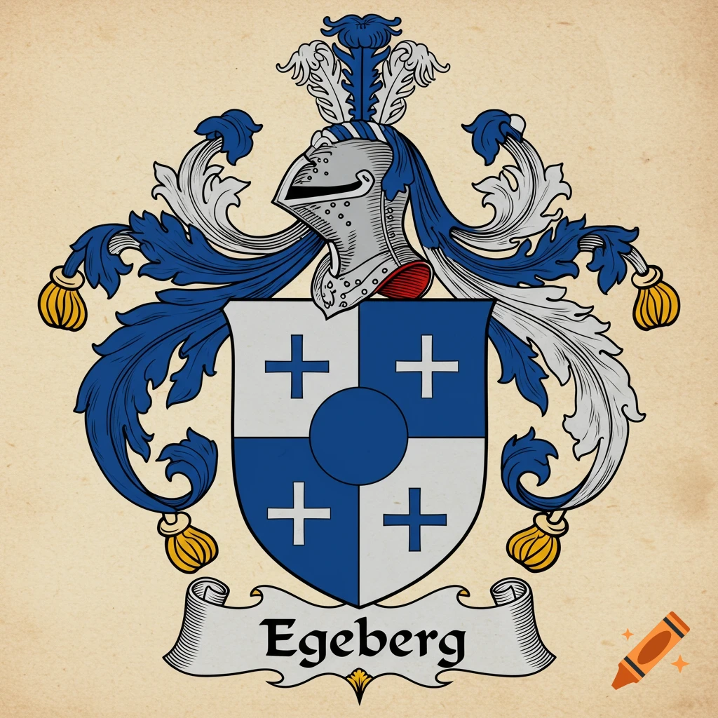 Medieval coat of arms with a blue shield, white Celtic knot, knight ...